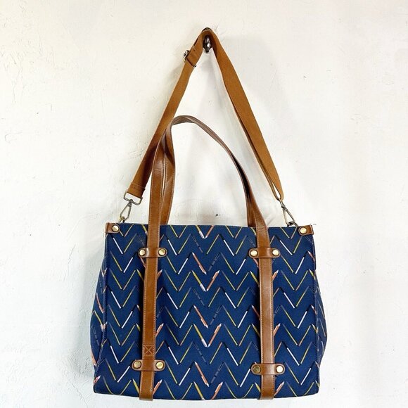 Modcloth | Bags | Modcloth Canvas Tote Bach Crossbody Handles Blue ...